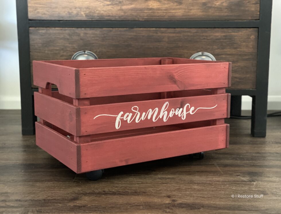 Easy Farmhouse Crate on Wheels using Artisan Chalk Finish