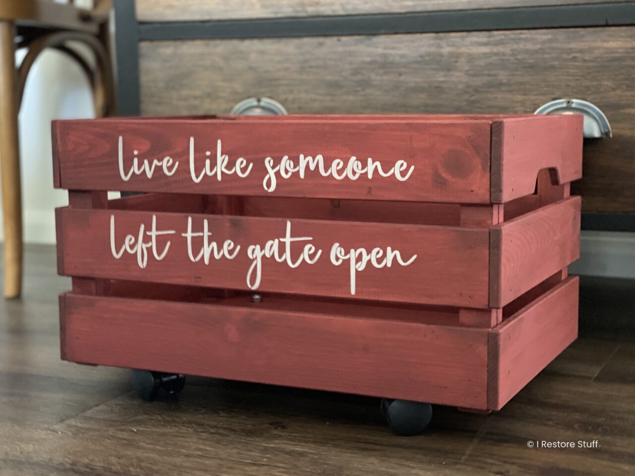 Easy Farmhouse Crate on Wheels using Artisan Chalk Finish
