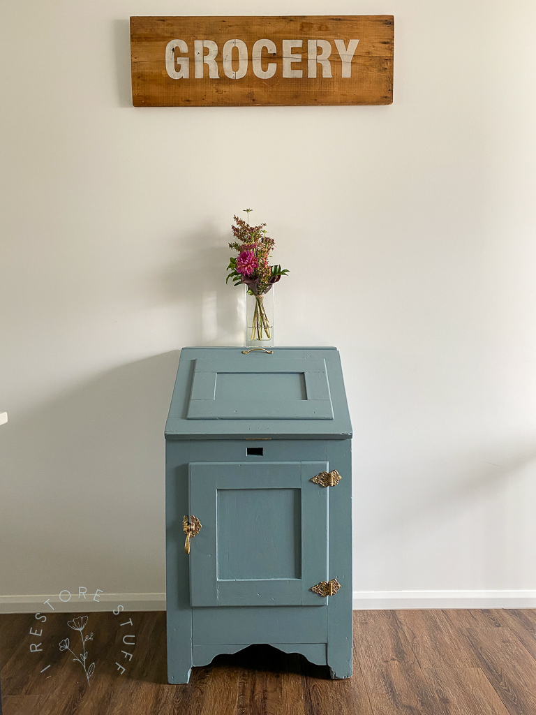 Vintage Fridge Turned Garden Cupboard with Fusion's Blue Pine & Paisley