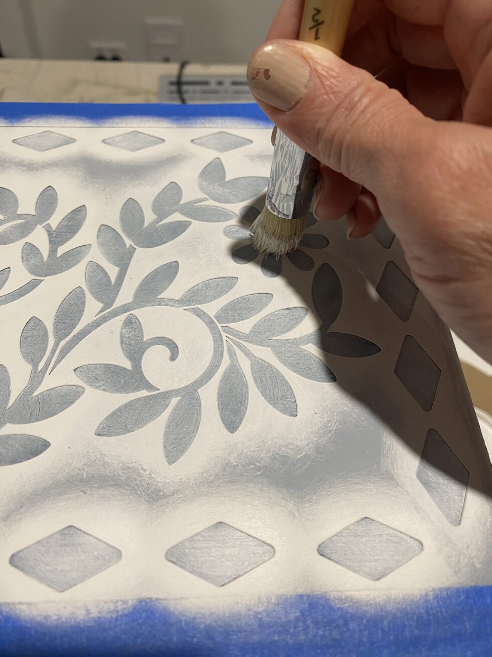 Bone Inlay Stencil on IKEA RAST Drawers with Fusion Mineral Paint